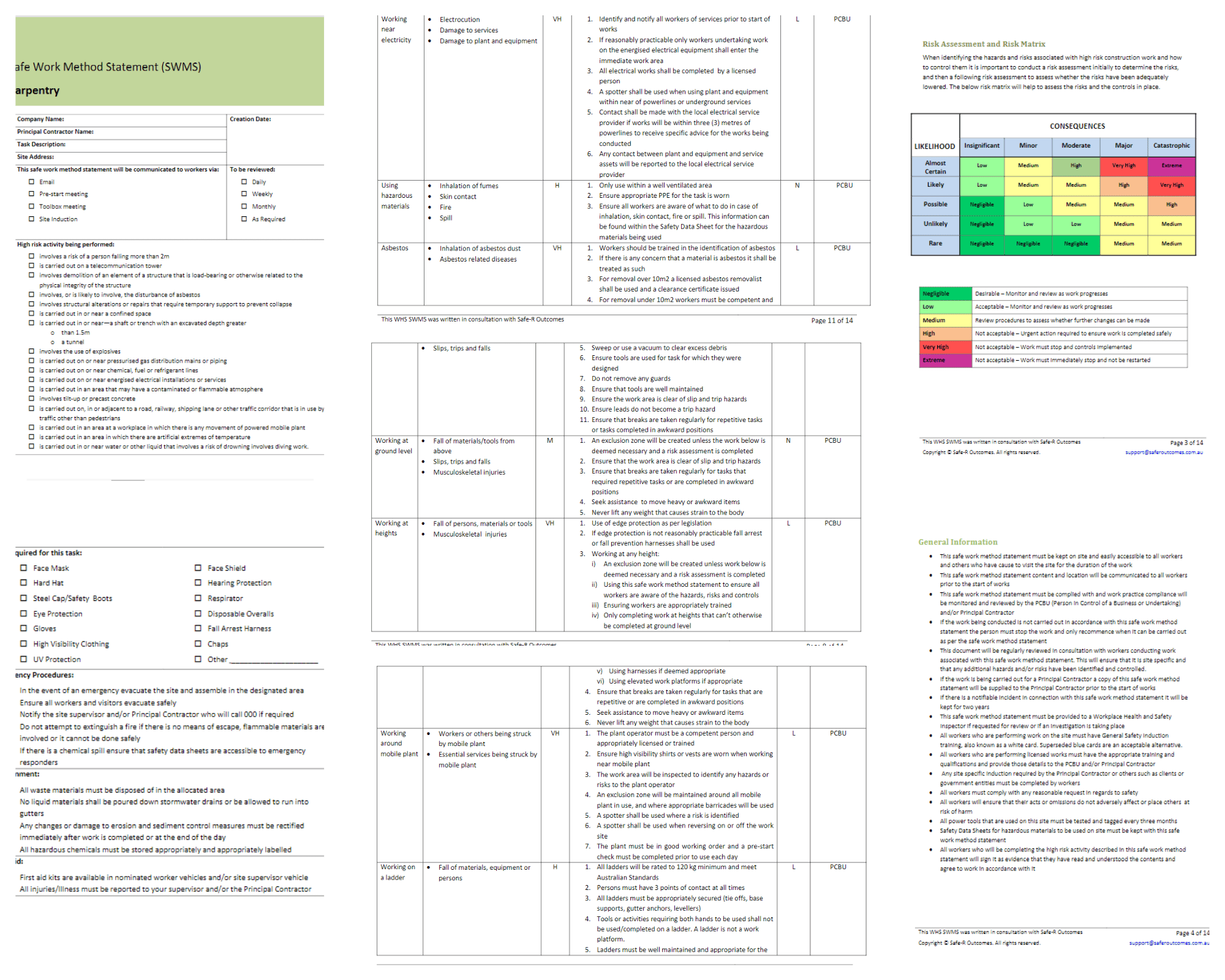 Carpentry SWMS Template – WHS-Compliant Document
